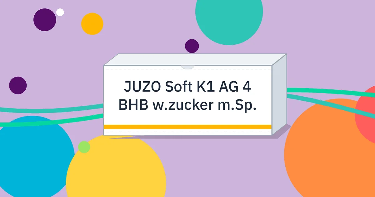 Symbolbild: Packung mit der Aufschrift JUZO Soft K1 AG 4 BHB w.zucker m.Sp. (PZN 14836535) – Verfügbarkeit und Bezug in Apotheken in Frankfurt am Main