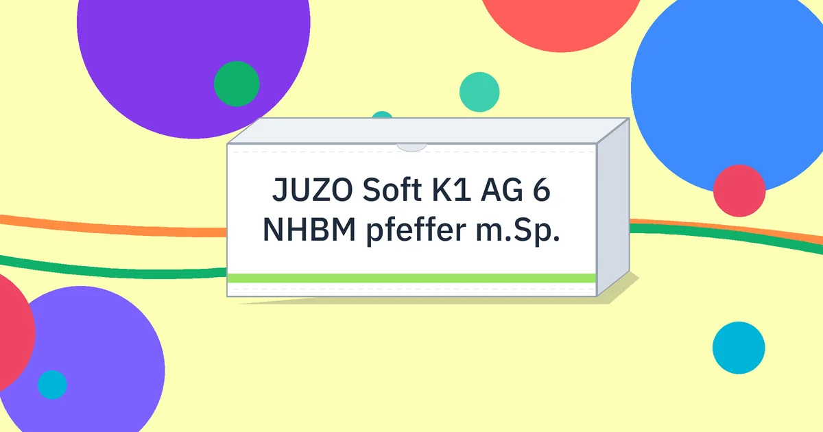 Symbolbild: Packung mit der Aufschrift JUZO Soft K1 AG 6 NHBM pfeffer m.Sp. (PZN 14999616) – Verfügbarkeit und Bezug in Apotheken in Frankfurt am Main