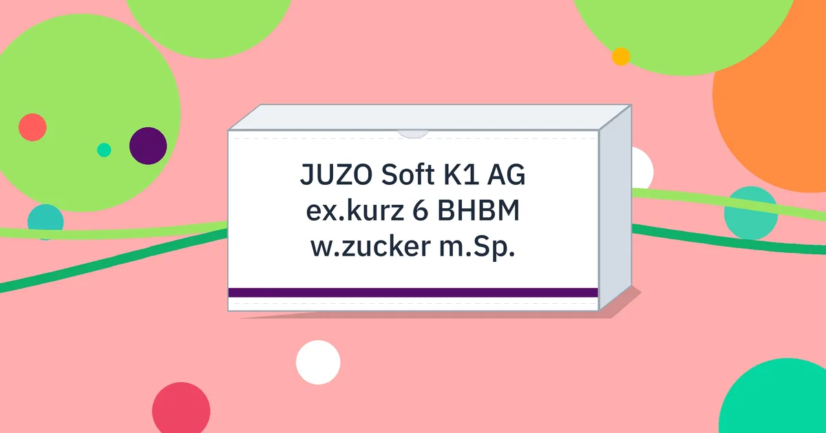 Symbolbild: Packung mit der Aufschrift JUZO Soft K1 AG ex.kurz 6 BHBM w.zucker m.Sp. (PZN 14863992) – Verfügbarkeit und Bezug in Apotheken in Frankfurt am Main