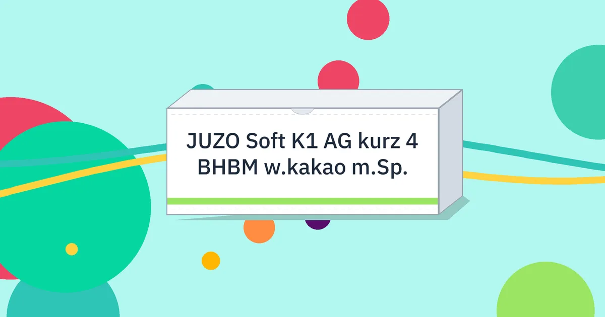 Symbolbild: Packung mit der Aufschrift JUZO Soft K1 AG kurz 4 BHBM w.kakao m.Sp. (PZN 14863897) – Verfügbarkeit und Bezug in Apotheken in Frankfurt am Main