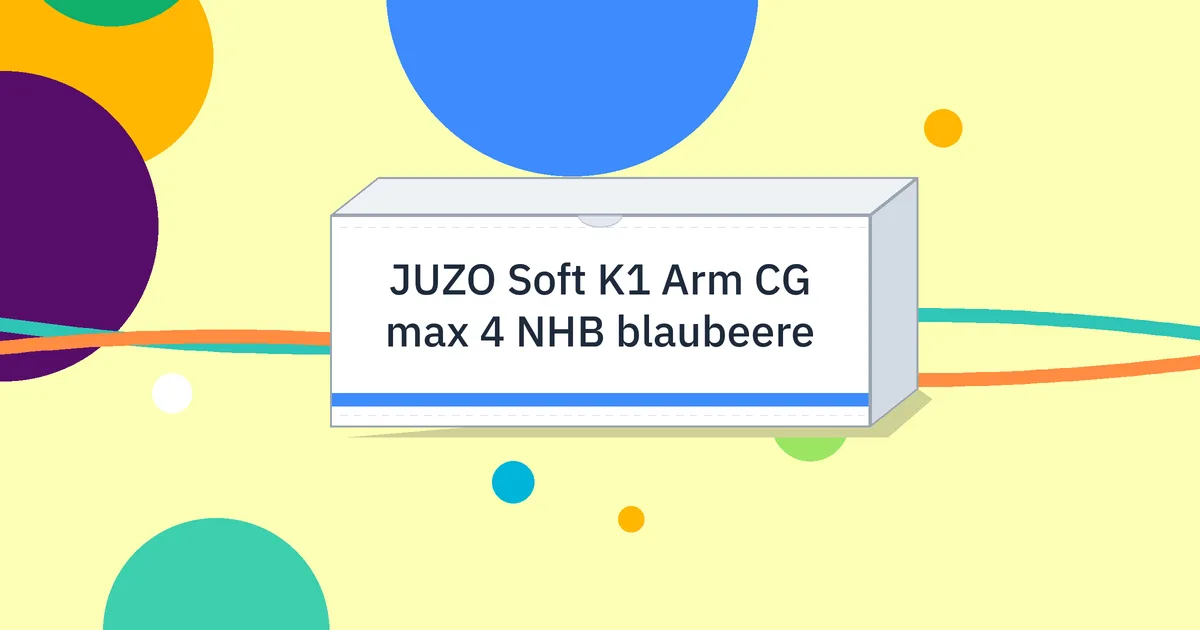 Symbolbild: Packung mit der Aufschrift JUZO Soft K1 Arm CG max 4 NHB blaubeere (PZN 15509040) – Verfügbarkeit und Bezug in Apotheken in Frankfurt am Main
