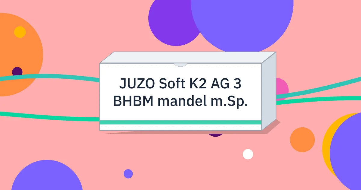 Symbolbild: Packung mit der Aufschrift JUZO Soft K2 AG 3 BHBM mandel m.Sp. (PZN 14859111) – Verfügbarkeit und Bezug in Apotheken in Frankfurt am Main