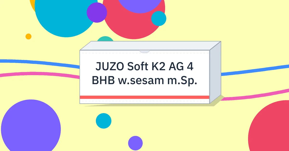 Symbolbild: Packung mit der Aufschrift JUZO Soft K2 AG 4 BHB w.sesam m.Sp. (PZN 14840726) – Verfügbarkeit und Bezug in Apotheken in Frankfurt am Main