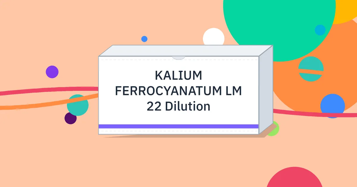 Symbolbild: Packung mit der Aufschrift KALIUM FERROCYANATUM LM 22 Dilution (PZN 12921142) – Verfügbarkeit und Bezug in Apotheken in Frankfurt am Main