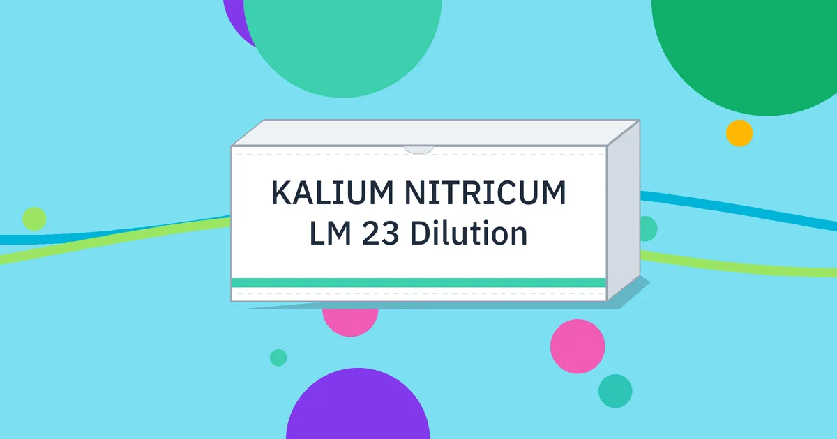 Symbolbild: Packung mit der Aufschrift KALIUM NITRICUM LM 23 Dilution (PZN 12923313) – Verfügbarkeit und Bezug in Apotheken in Frankfurt am Main