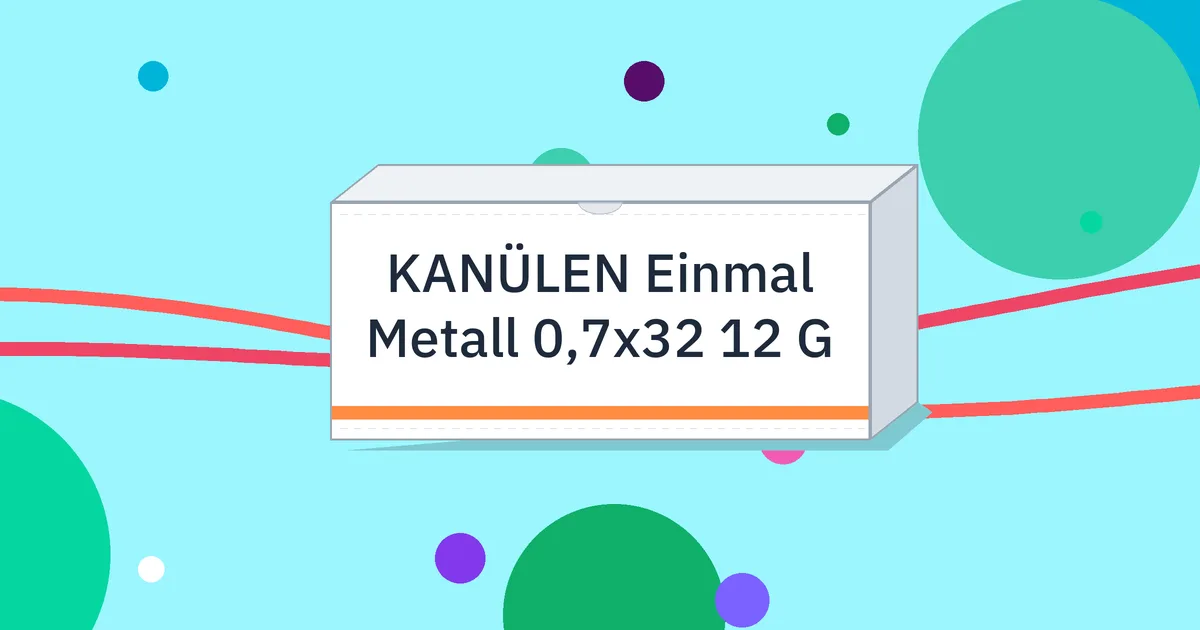 Symbolbild: Packung mit der Aufschrift KANÜLEN Einmal Metall 0,7x32 12 G (PZN 02439935) – Verfügbarkeit und Bezug in Apotheken in Frankfurt am Main