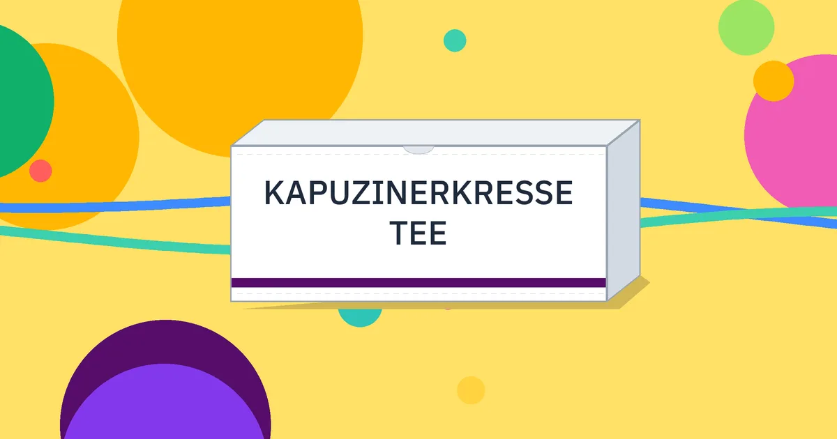 Symbolbild: Packung mit der Aufschrift KAPUZINERKRESSE TEE (PZN 18300990) – Verfügbarkeit und Bezug in Apotheken in Frankfurt am Main