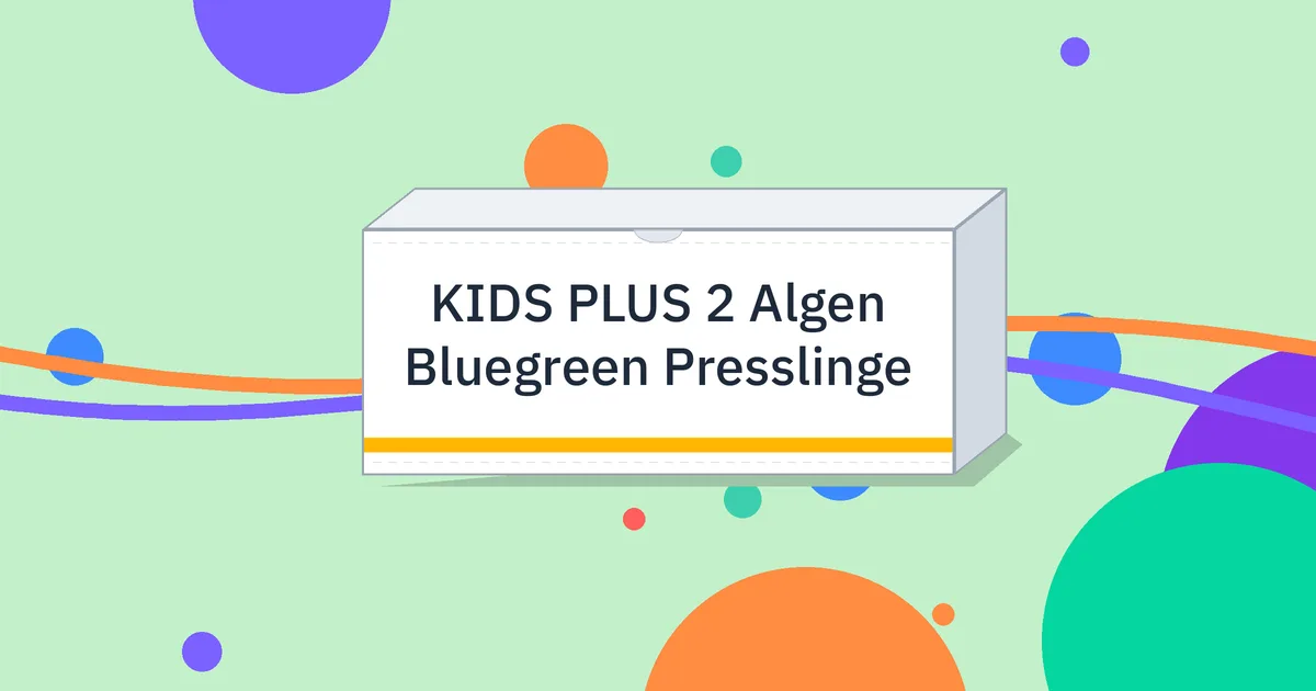 Symbolbild: Packung mit der Aufschrift KIDS PLUS 2 Algen Bluegreen Presslinge (PZN 01047759) – Verfügbarkeit und Bezug in Apotheken in Frankfurt am Main