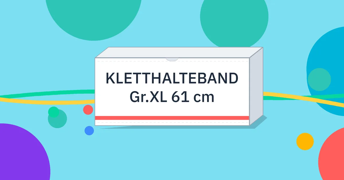 Symbolbild: Packung mit der Aufschrift KLETTHALTEBAND Gr.XL 61 cm (PZN 00045617) – Verfügbarkeit und Bezug in Apotheken in Frankfurt am Main