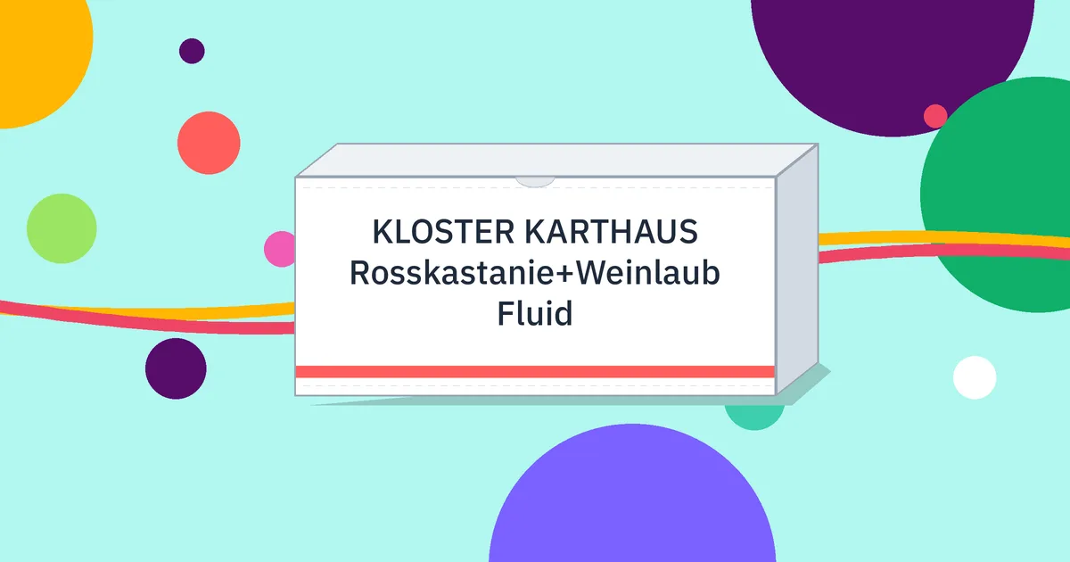 Symbolbild: Packung mit der Aufschrift KLOSTER KARTHAUS Rosskastanie+Weinlaub Fluid (PZN 03090179) – Verfügbarkeit und Bezug in Apotheken in Frankfurt am Main