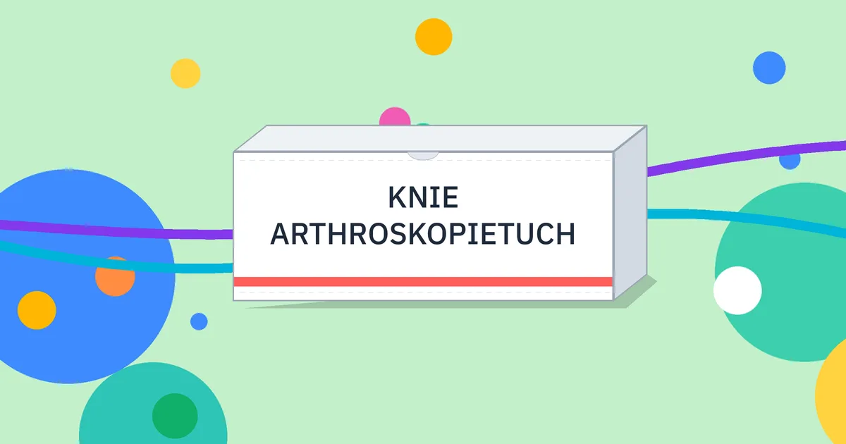 Symbolbild: Packung mit der Aufschrift KNIE ARTHROSKOPIETUCH (PZN 19416134) – Verfügbarkeit und Bezug in Apotheken in Frankfurt am Main
