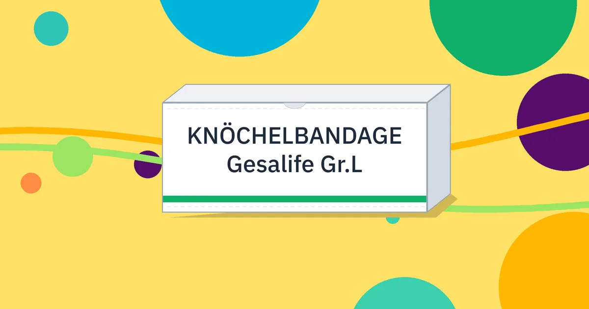 Symbolbild: Packung mit der Aufschrift KNÖCHELBANDAGE Gesalife Gr.L (PZN 03862044) – Verfügbarkeit und Bezug in Apotheken in Frankfurt am Main