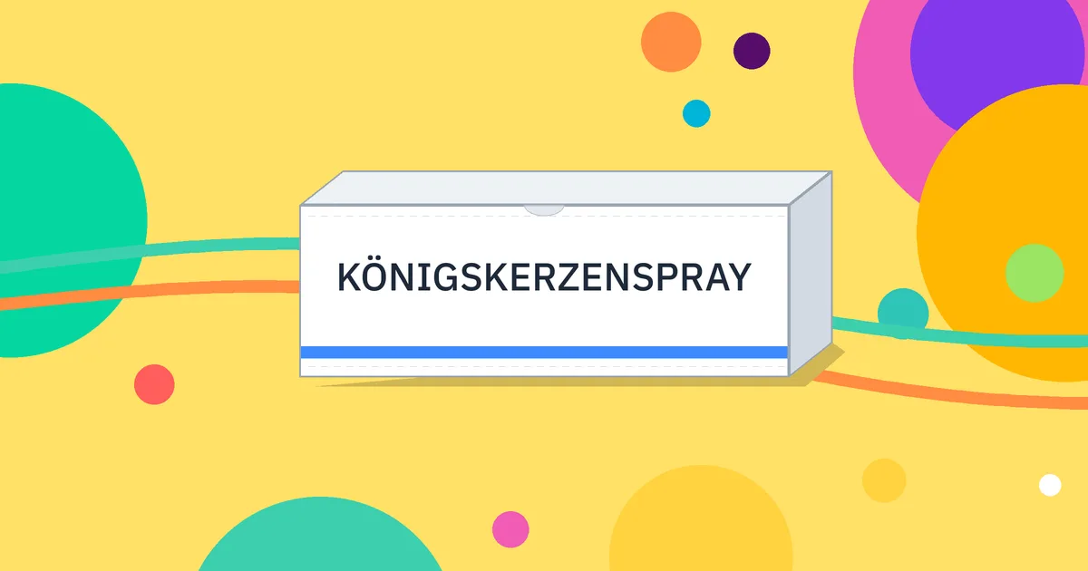 Symbolbild: Packung mit der Aufschrift KÖNIGSKERZENSPRAY (PZN 11712956) – Verfügbarkeit und Bezug in Apotheken in Frankfurt am Main