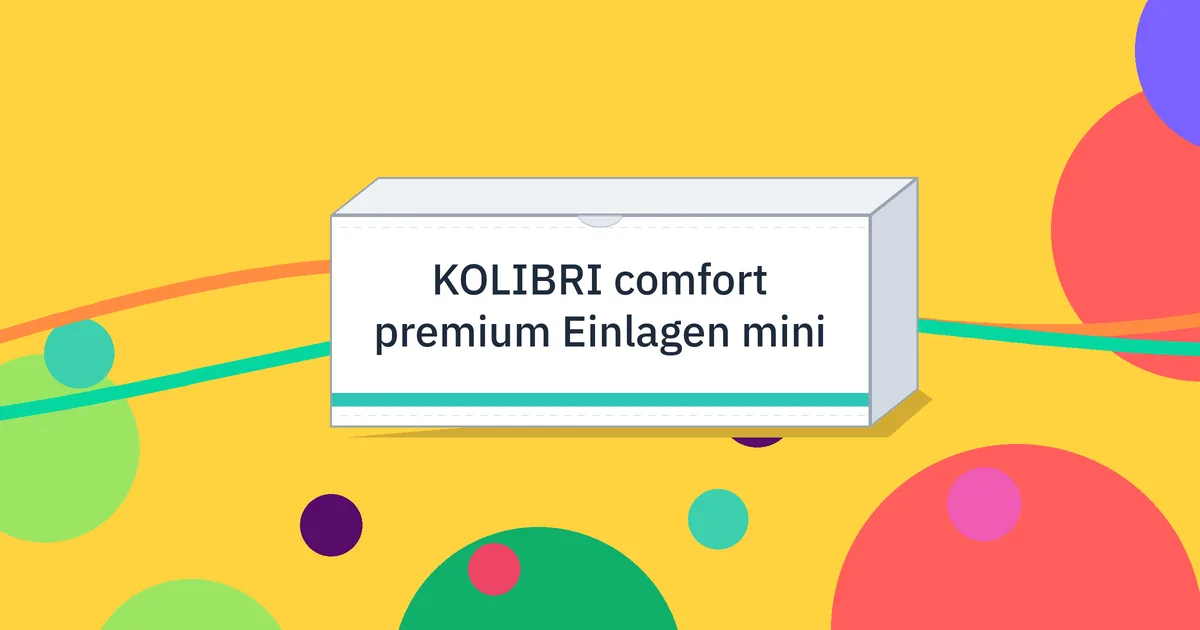 Symbolbild: Packung mit der Aufschrift KOLIBRI comfort premium Einlagen mini (PZN 11036550) – Verfügbarkeit und Bezug in Apotheken in Frankfurt am Main