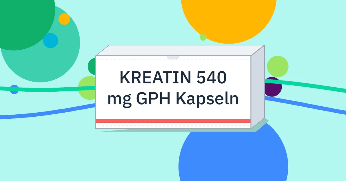 Symbolbild: Packung mit der Aufschrift KREATIN 540 mg GPH Kapseln (PZN 09324247) – Verfügbarkeit und Bezug in Apotheken in Frankfurt am Main