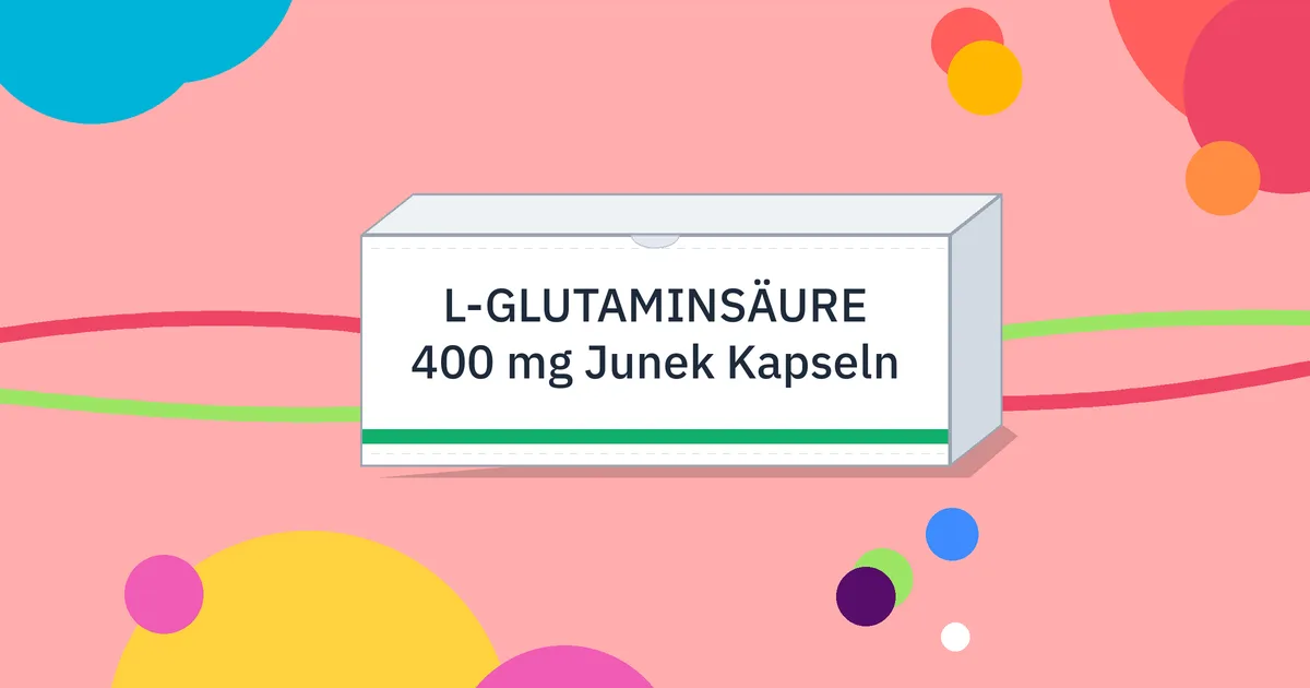 Symbolbild: Packung mit der Aufschrift L-GLUTAMINSÄURE 400 mg Junek Kapseln (PZN 10523779) – Verfügbarkeit und Bezug in Apotheken in Frankfurt am Main