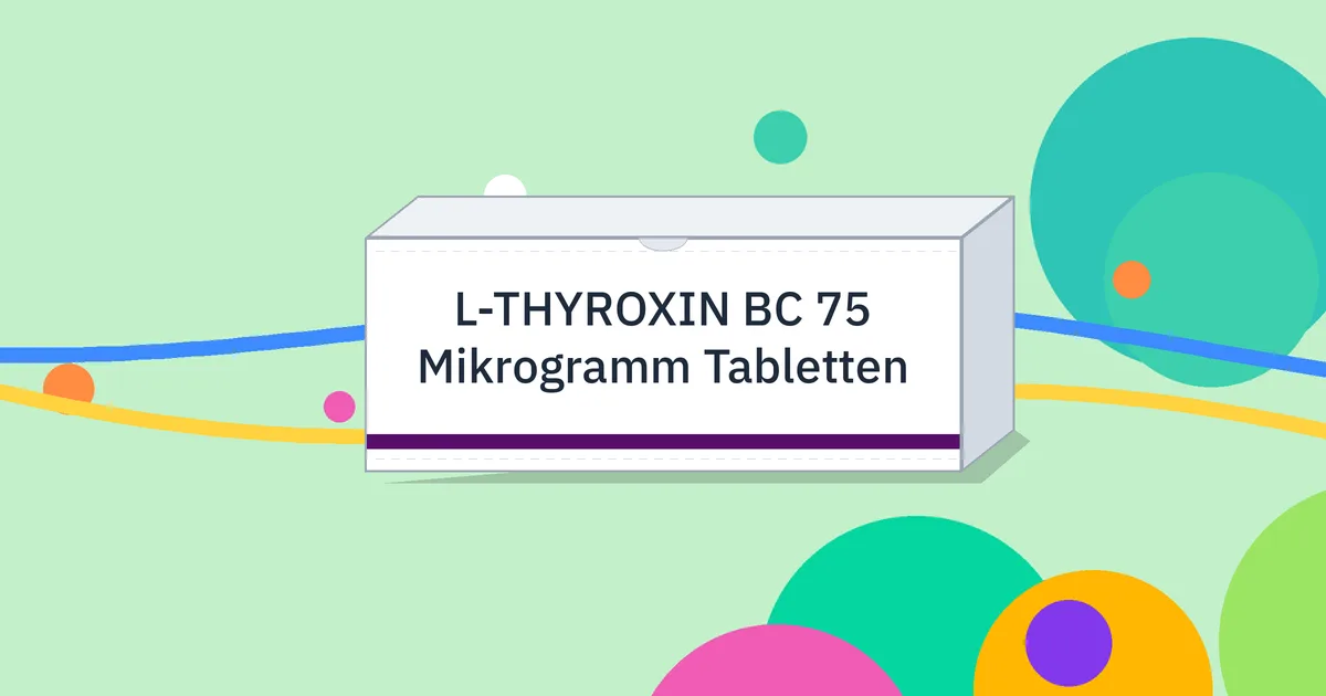 Symbolbild: Packung mit der Aufschrift L-THYROXIN BC 75 Mikrogramm Tabletten (PZN 17627631) – Verfügbarkeit und Bezug in Apotheken in Frankfurt am Main