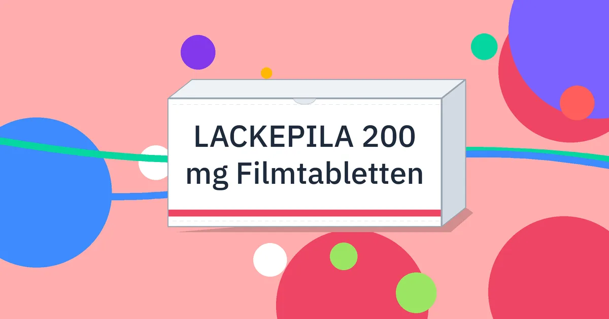 Symbolbild: Packung mit der Aufschrift LACKEPILA 200 mg Filmtabletten (PZN 19495458) – Verfügbarkeit und Bezug in Apotheken in Frankfurt am Main