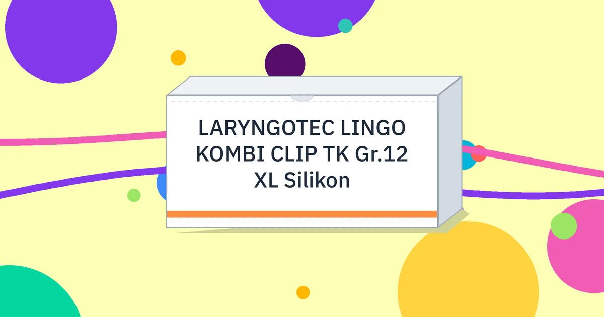 Symbolbild: Packung mit der Aufschrift LARYNGOTEC LINGO KOMBI CLIP TK Gr.12 XL Silikon (PZN 03312964) – Verfügbarkeit und Bezug in Apotheken in Frankfurt am Main