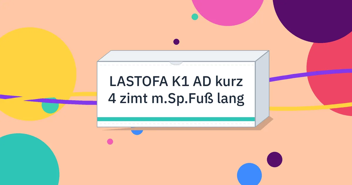 Symbolbild: Packung mit der Aufschrift LASTOFA K1 AD kurz 4 zimt m.Sp.Fuß lang (PZN 13787390) – Verfügbarkeit und Bezug in Apotheken in Frankfurt am Main
