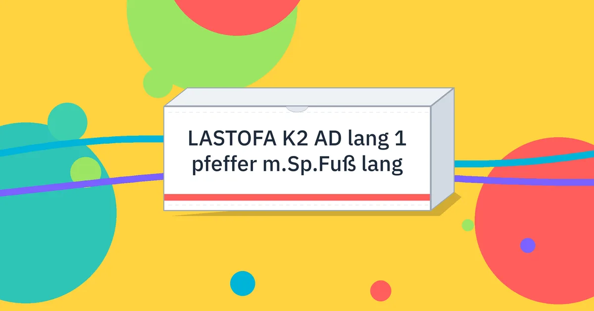 Symbolbild: Packung mit der Aufschrift LASTOFA K2 AD lang 1 pfeffer m.Sp.Fuß lang (PZN 13799660) – Verfügbarkeit und Bezug in Apotheken in Frankfurt am Main