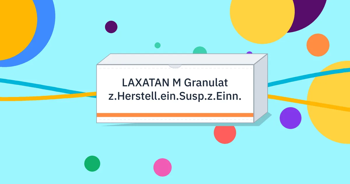 Symbolbild: Packung mit der Aufschrift LAXATAN M Granulat z.Herstell.ein.Susp.z.Einn. (PZN 12730459) – Verfügbarkeit und Bezug in Apotheken in Frankfurt am Main