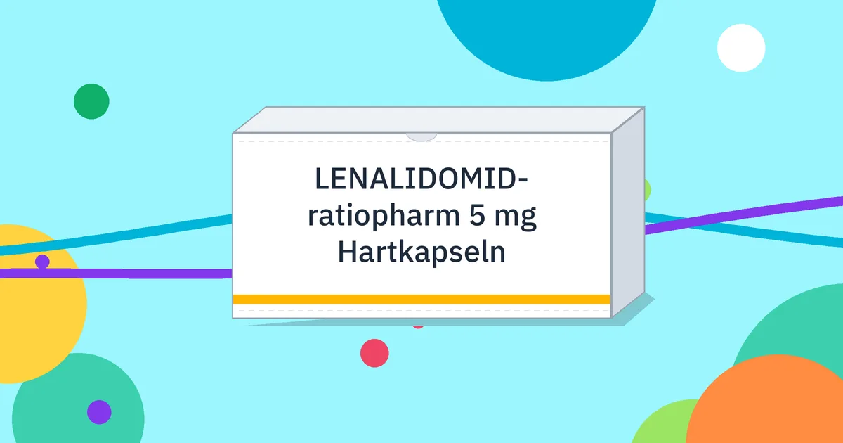 Symbolbild: Packung mit der Aufschrift LENALIDOMID-ratiopharm 5 mg Hartkapseln (PZN 17216655) – Verfügbarkeit und Bezug in Apotheken in Frankfurt am Main