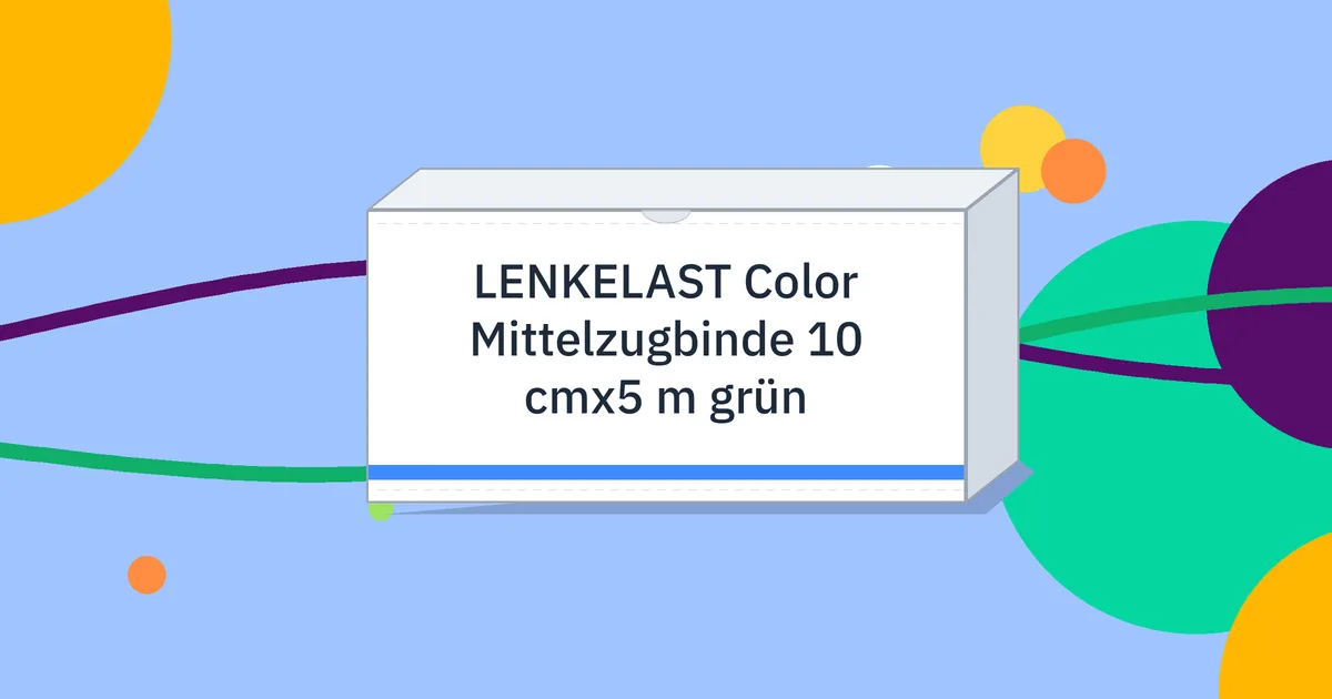 Symbolbild: Packung mit der Aufschrift LENKELAST Color Mittelzugbinde 10 cmx5 m grün (PZN 12774818) – Verfügbarkeit und Bezug in Apotheken in Frankfurt am Main