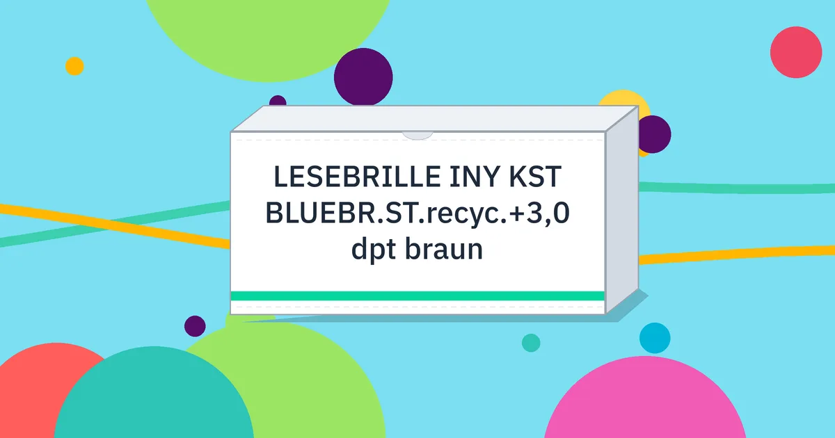 Symbolbild: Packung mit der Aufschrift LESEBRILLE INY KST BLUEBR.ST.recyc.+3,0 dpt braun (PZN 19928070) – Verfügbarkeit und Bezug in Apotheken in Frankfurt am Main