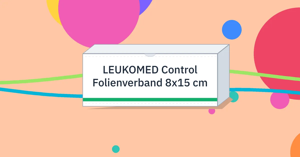Symbolbild: Packung mit der Aufschrift LEUKOMED Control Folienverband 8x15 cm (PZN 16001993) – Verfügbarkeit und Bezug in Apotheken in Frankfurt am Main