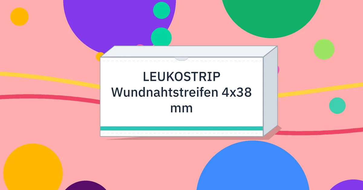 Symbolbild: Packung mit der Aufschrift LEUKOSTRIP Wundnahtstreifen 4x38 mm (PZN 18319707) – Verfügbarkeit und Bezug in Apotheken in Frankfurt am Main