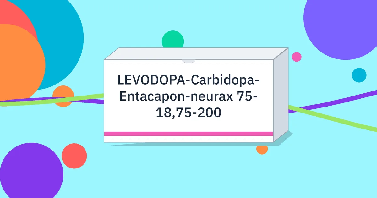Symbolbild: Packung mit der Aufschrift LEVODOPA-Carbidopa-Entacapon-neurax 75-18,75-200 (PZN 10352898) – Verfügbarkeit und Bezug in Apotheken in Frankfurt am Main
