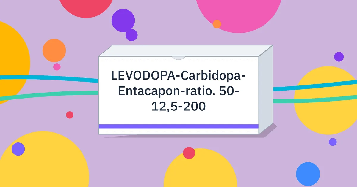 Symbolbild: Packung mit der Aufschrift LEVODOPA-Carbidopa-Entacapon-ratio. 50-12,5-200 (PZN 10221682) – Verfügbarkeit und Bezug in Apotheken in Frankfurt am Main