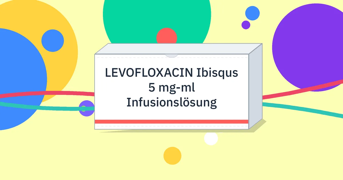 Symbolbild: Packung mit der Aufschrift LEVOFLOXACIN Ibisqus 5 mg-ml Infusionslösung (PZN 10713439) – Verfügbarkeit und Bezug in Apotheken in Frankfurt am Main