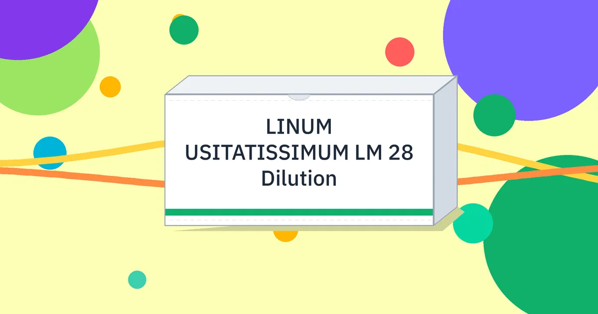 Symbolbild: Packung mit der Aufschrift LINUM USITATISSIMUM LM 28 Dilution (PZN 13530780) – Verfügbarkeit und Bezug in Apotheken in Frankfurt am Main