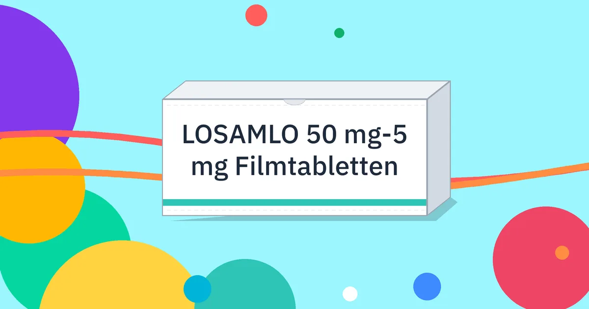Symbolbild: Packung mit der Aufschrift LOSAMLO 50 mg-5 mg Filmtabletten (PZN 12020918) – Verfügbarkeit und Bezug in Apotheken in Frankfurt am Main