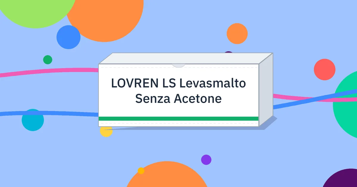 Symbolbild: Packung mit der Aufschrift LOVREN LS Levasmalto Senza Acetone (PZN 20030411) – Verfügbarkeit und Bezug in Apotheken in Frankfurt am Main