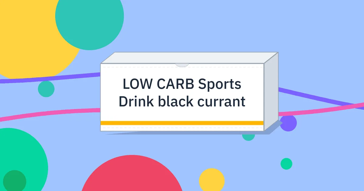Symbolbild: Packung mit der Aufschrift LOW CARB Sports Drink black currant (PZN 07678202) – Verfügbarkeit und Bezug in Apotheken in Frankfurt am Main