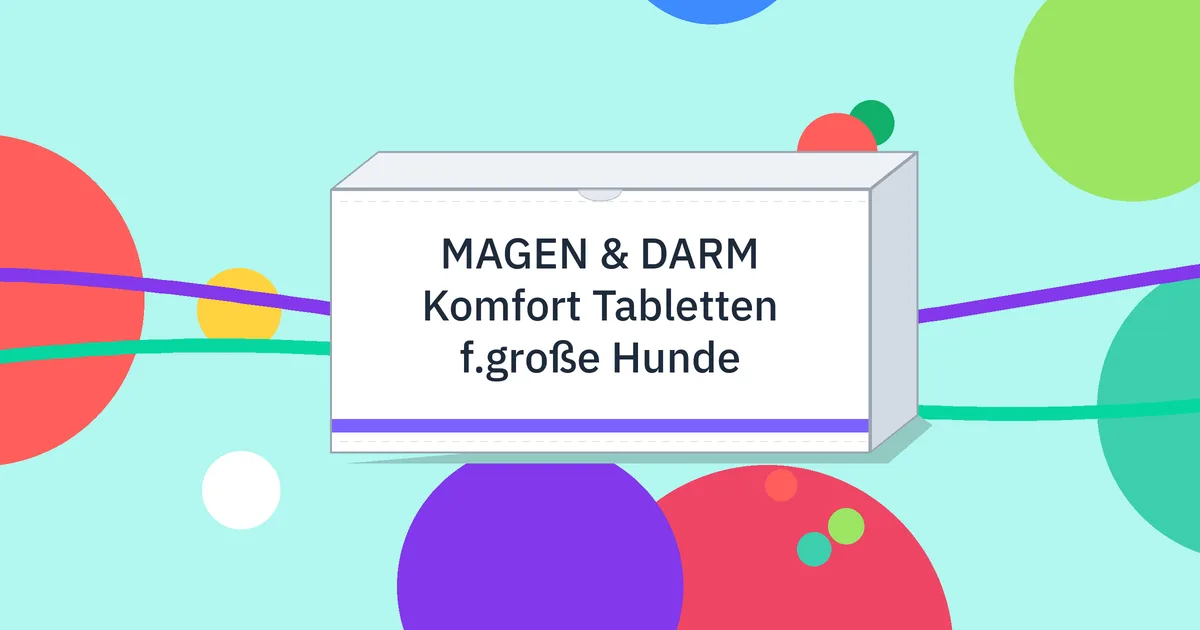 Symbolbild: Packung mit der Aufschrift MAGEN & DARM Komfort Tabletten f.große Hunde (PZN 20292826) – Verfügbarkeit und Bezug in Apotheken in Frankfurt am Main