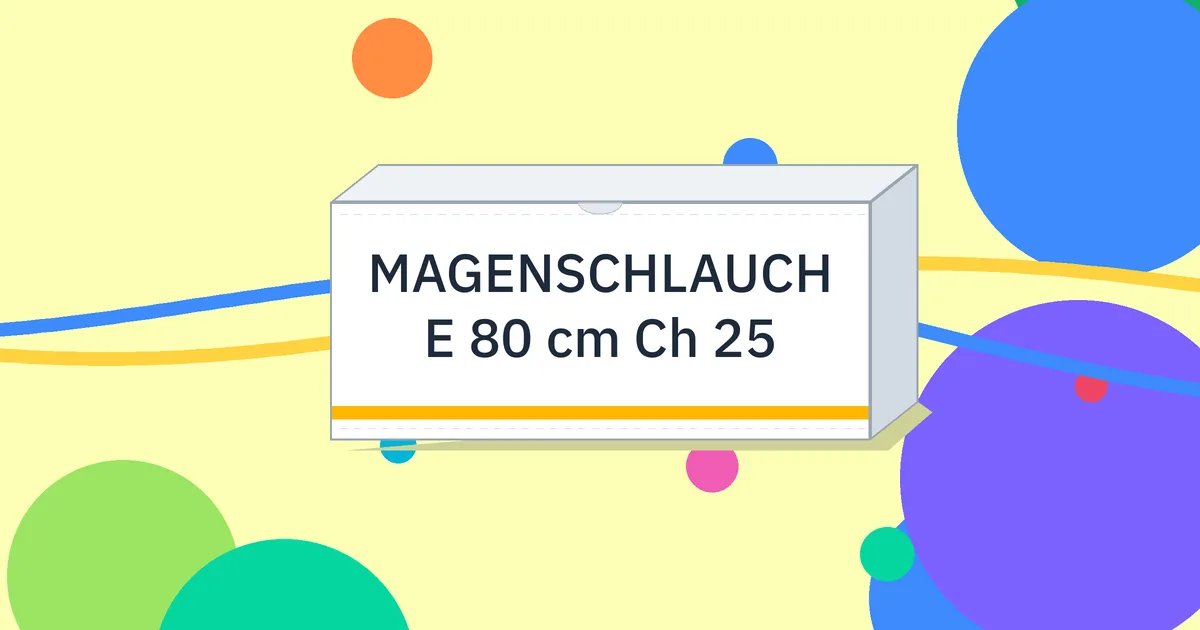 Symbolbild: Packung mit der Aufschrift MAGENSCHLAUCH E 80 cm Ch 25 (PZN 02442216) – Verfügbarkeit und Bezug in Apotheken in Frankfurt am Main