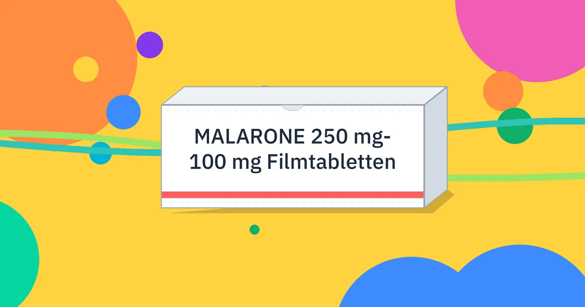 Symbolbild: Packung mit der Aufschrift MALARONE 250 mg-100 mg Filmtabletten (PZN 02685048) – Verfügbarkeit und Bezug in Apotheken in Frankfurt am Main