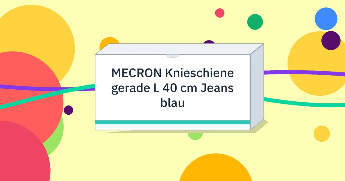Symbolbild: Packung mit der Aufschrift MECRON Knieschiene gerade L 40 cm Jeans blau (PZN 02904800) – Verfügbarkeit und Bezug in Apotheken in Frankfurt am Main
