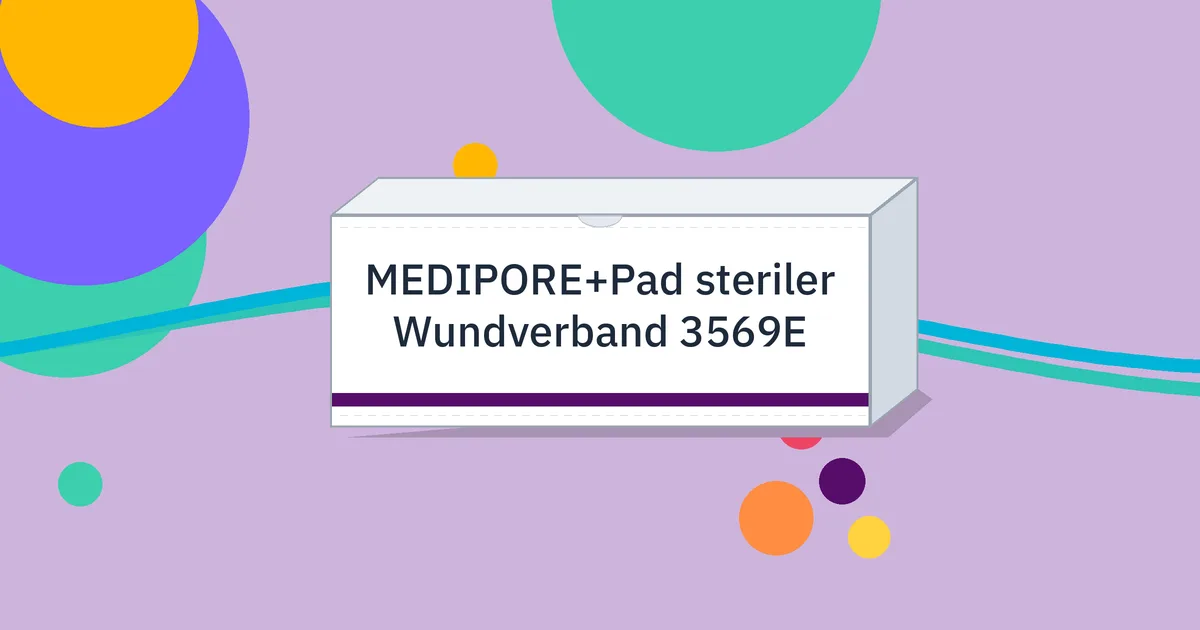 Symbolbild: Packung mit der Aufschrift MEDIPORE+Pad steriler Wundverband 3569E (PZN 01681232) – Verfügbarkeit und Bezug in Apotheken in Frankfurt am Main