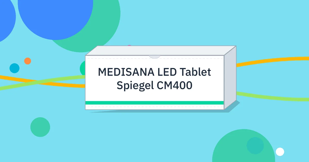 Symbolbild: Packung mit der Aufschrift MEDISANA LED Tablet Spiegel CM400 (PZN 20089172) – Verfügbarkeit und Bezug in Apotheken in Frankfurt am Main