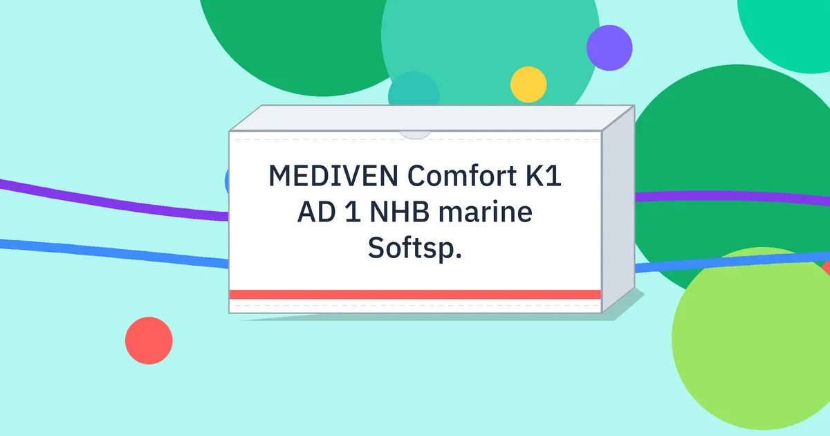 Symbolbild: Packung mit der Aufschrift MEDIVEN Comfort K1 AD 1 NHB marine Softsp. (PZN 14561038) – Verfügbarkeit und Bezug in Apotheken in Frankfurt am Main