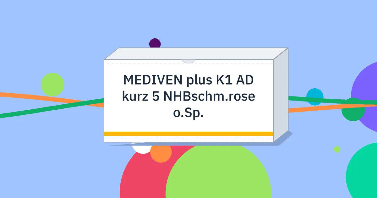 Symbolbild: Packung mit der Aufschrift MEDIVEN plus K1 AD kurz 5 NHBschm.rose o.Sp. (PZN 15899182) – Verfügbarkeit und Bezug in Apotheken in Frankfurt am Main