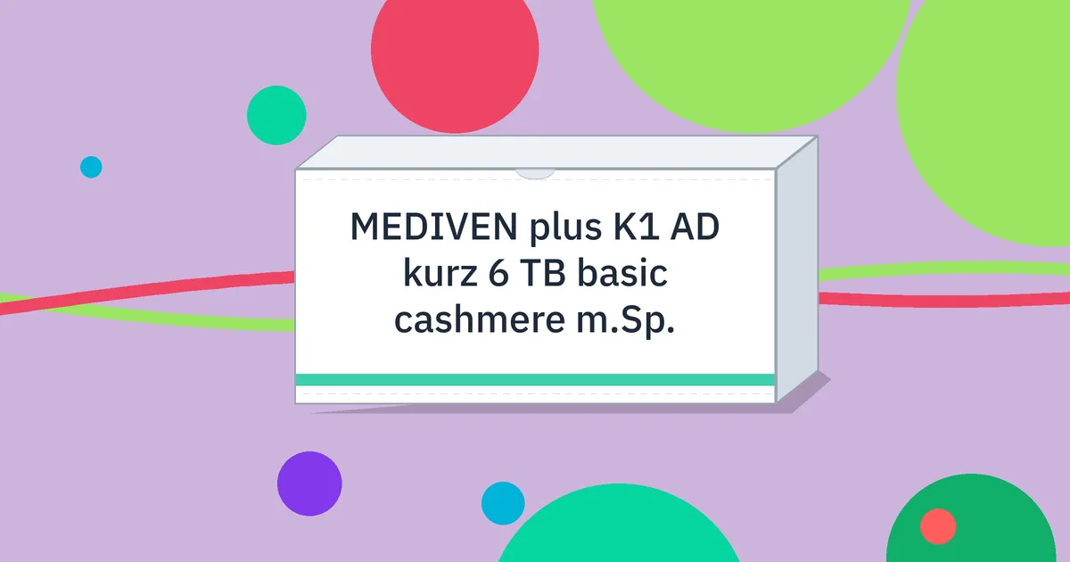 Symbolbild: Packung mit der Aufschrift MEDIVEN plus K1 AD kurz 6 TB basic cashmere m.Sp. (PZN 15045327) – Verfügbarkeit und Bezug in Apotheken in Frankfurt am Main