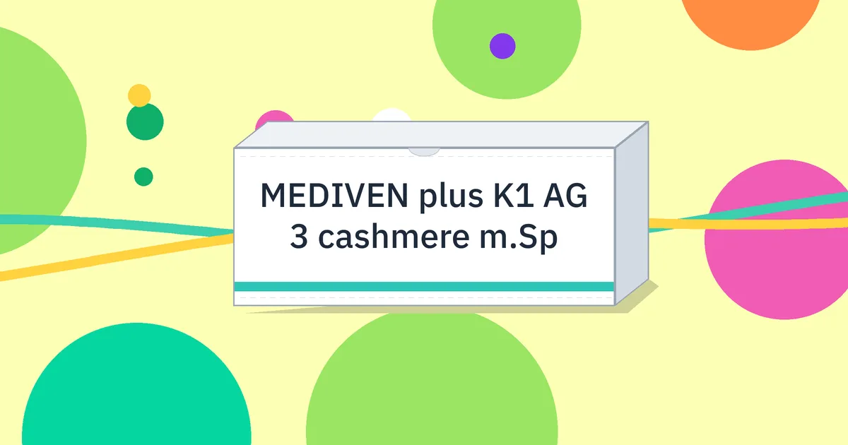 Symbolbild: Packung mit der Aufschrift MEDIVEN plus K1 AG 3 cashmere m.Sp (PZN 15055946) – Verfügbarkeit und Bezug in Apotheken in Frankfurt am Main