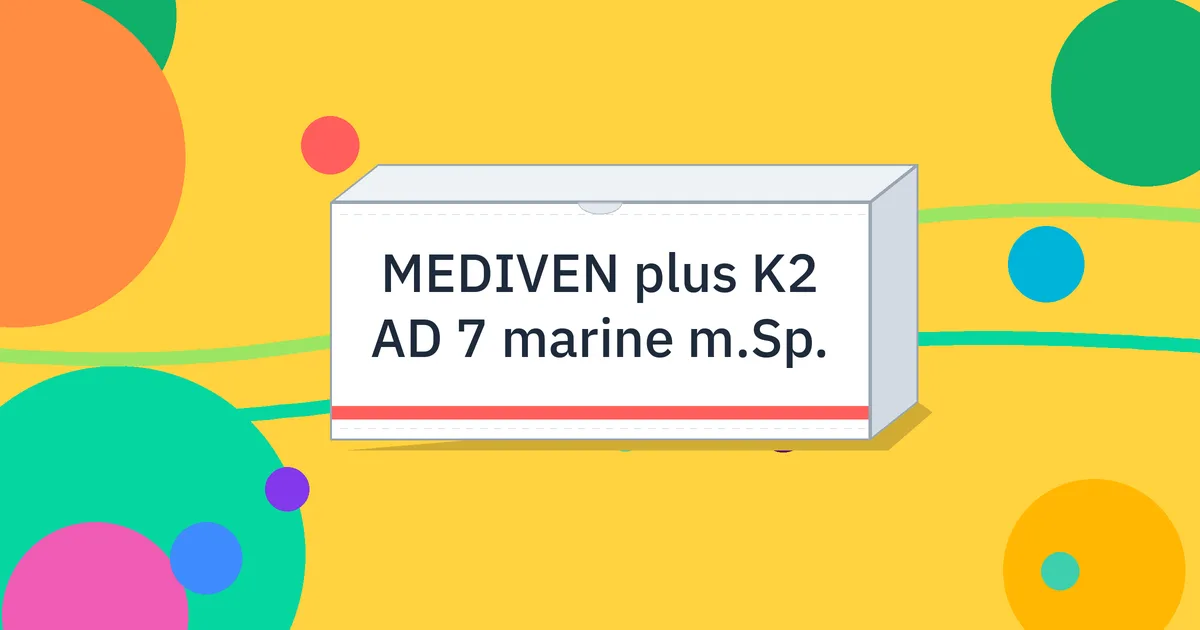 Symbolbild: Packung mit der Aufschrift MEDIVEN plus K2 AD 7 marine m.Sp. (PZN 15092491) – Verfügbarkeit und Bezug in Apotheken in Frankfurt am Main