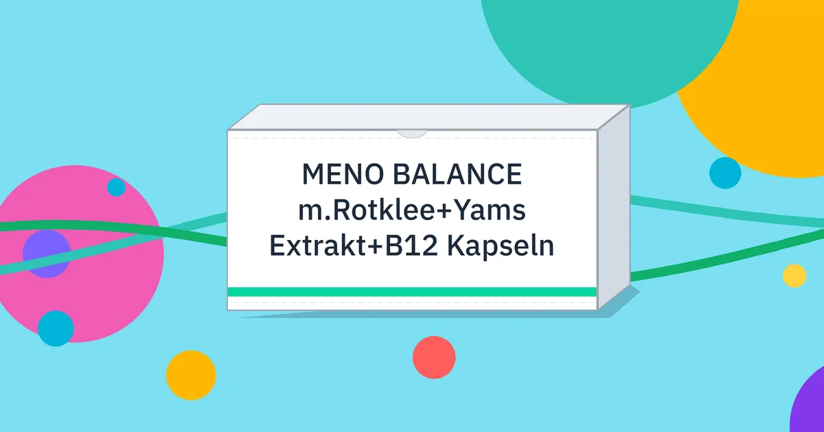 Symbolbild: Packung mit der Aufschrift MENO BALANCE m.Rotklee+Yams Extrakt+B12 Kapseln (PZN 18362235) – Verfügbarkeit und Bezug in Apotheken in Frankfurt am Main